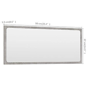GROSERY Bathroom Fixtures Bathroom Mirror Concrete Gray 35.4"x0.6"x14.6" Engineered Wood,Stress Safety precautions: for Your Safety, Carefully Follow Each Step of The Instruction Guide provided.