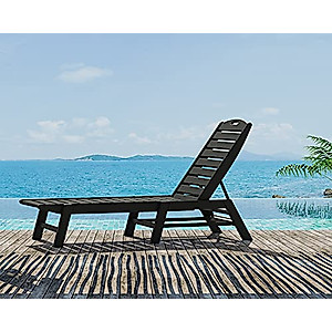 POLYWOOD NAC2280BL Nautical Patio Chaise, Black