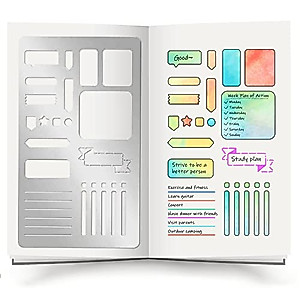 INFUNLY Bookmark Metal Journal Stencil 4X7" Stainless Steel Painting Stencils Kit Metal Frame Drawing Stencil Templates for DIY Engraving Painting Scrapbooking