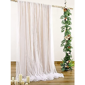 Champagne Tulle Backdrop Curtains for Baby Shower Party Wedding Photo Drape Backdrop for Photography Props Engagement Bridal Shower 5 ft X 10 ft