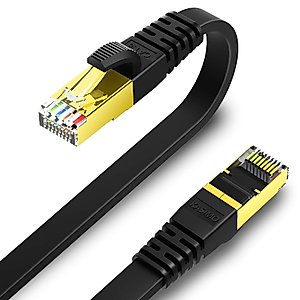 KASIMO Cat 7 Ethernet Cable 5 FT, Cat 7 Gigabit LAN Network Cable RJ45 High-Speed Flat Ethernet Cable 10Gbps 600Mhz/s STP Compatible with PC,Game Console,PS4, PS5,Switch,Modem,Smart TV,Patch Panel