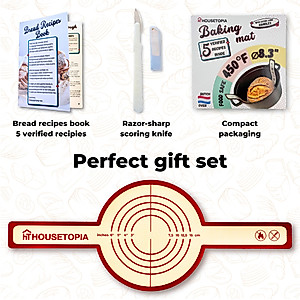 Silicone Baking Mat for Dutch Oven with Sourdough Beginner Kit — Dutch Oven Sling with Long Handles & Scoring Knife & Bread Recipes Book — Round 8.3 Inch