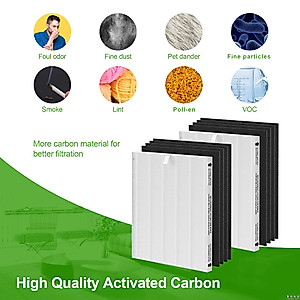 VALZONE Winix C545 2 Pack H13 True HEPA Replacement Filter S Compatible with Winix C545 Part# 1712-0096-00 with 8 Extra Activated Carbon Pre-Filters 13.07 x 10.94 x 0.98 inches