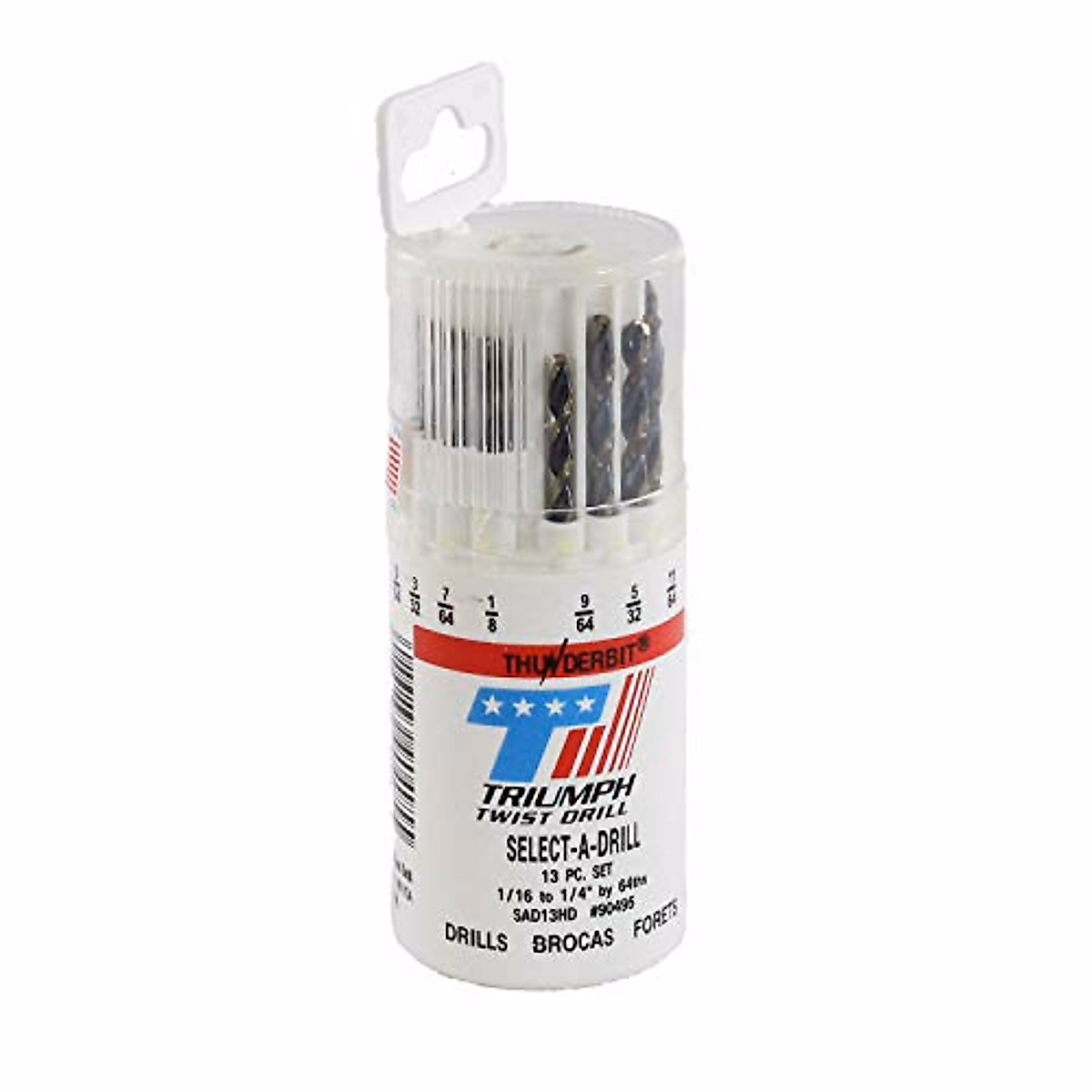 Triumph Twist Drill Co. 090495 SAD13HD Size Ranger 1/16-Inch-1/4-Inch by 64ths High Speed Steel Drill Set, Black and Bronze Oxide Coated, 1-Pack