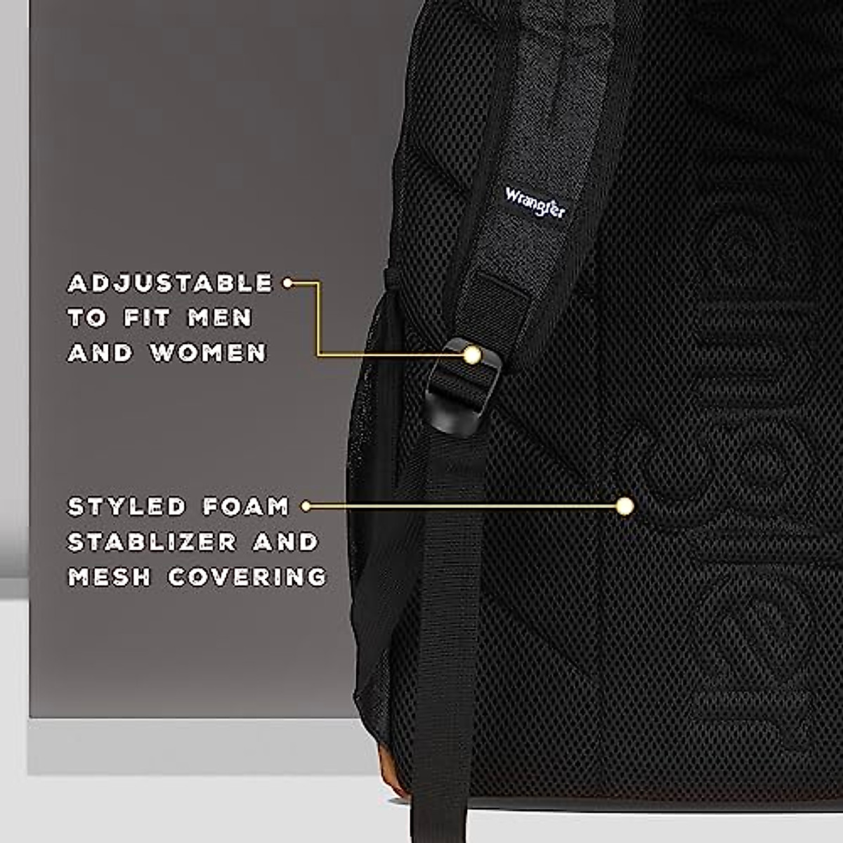 Wrangler Yellowstone Genuine Denim Sturdy Backpack for Travel Classic Logo Casual Daypack for Travel with Padded Laptop Notebook Sleeve (Black Denim)