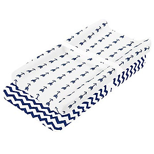 Changing Pad Cover – Baby Changing Pad Covers 4 Pack – Boy or Girl Changing Pad Cover – Pure Cotton Machine Washable Navy and White Changing Table Cover – Diaper Changing Pad Cover Sheets