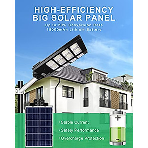 FRAPOW 2 Pack of 600W Solar Street Light Outdoor, 60000LM Waterproof Parking Lot Commercial Light with Remote Control and Motion Sensor, Dusk to Dawn Flood Light for Garden Yard Path