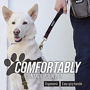 Leashboss Short Dog Leash for Dog Training | Padded Traffic Handle Short Leash for Dog Training, Total Comfort When Dog Walking | Traffic Leash for Dogs Large, Medium, Small | Short Nylon Dog Lead