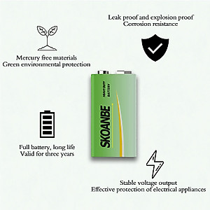 SKOANBE 6F22 Carbon zinc 9V Batteries 10 Count (Pack of 1)