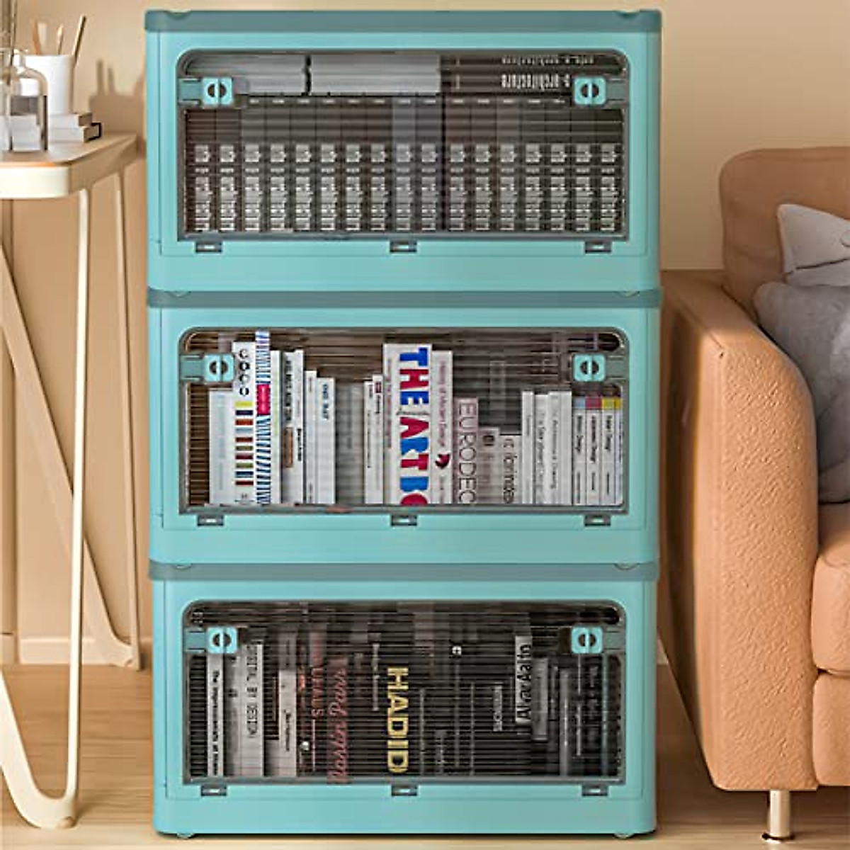 UNDERCURRENT SURGING Collapsible Storage Bins,Storage Bins with Lids,Stackable 8.2Gal Folding Storage Box (18 Gal, Blue 1 Pack)