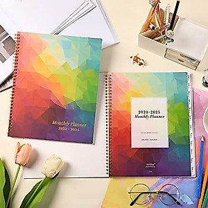 Monthly Planner 2023-2025 - Jul. 2023- Jun. 2025, 2023-2025 Monthly Planner, 9" x 11", 2-Year Monthly Planner with Tabs + PocketThick Paper + Twin-Wire Binding - Dazzle Color Graphics