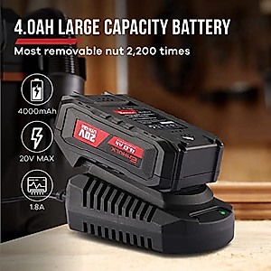 Enhulk Cordless Impact Wrench 1/2, 1/2 Impact Gun Brushless w/Max Torque 300 ft-lbs (400N.m), 20V Electric Impact Wrench with 4.0Ah Battery&Charger, Reverse Brake Stop, Variable Speed, for car repairs