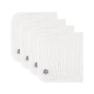 Parker Baby Muslin Cotton Burp Cloths - 5 Pack Large Cotton Burping Clothes for Boys, Girls, Unisex (White)