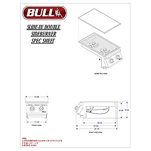 Bull Outdoor Products 30008 Liquid Propane Slid-In Double Side Burner, Front and Back Design