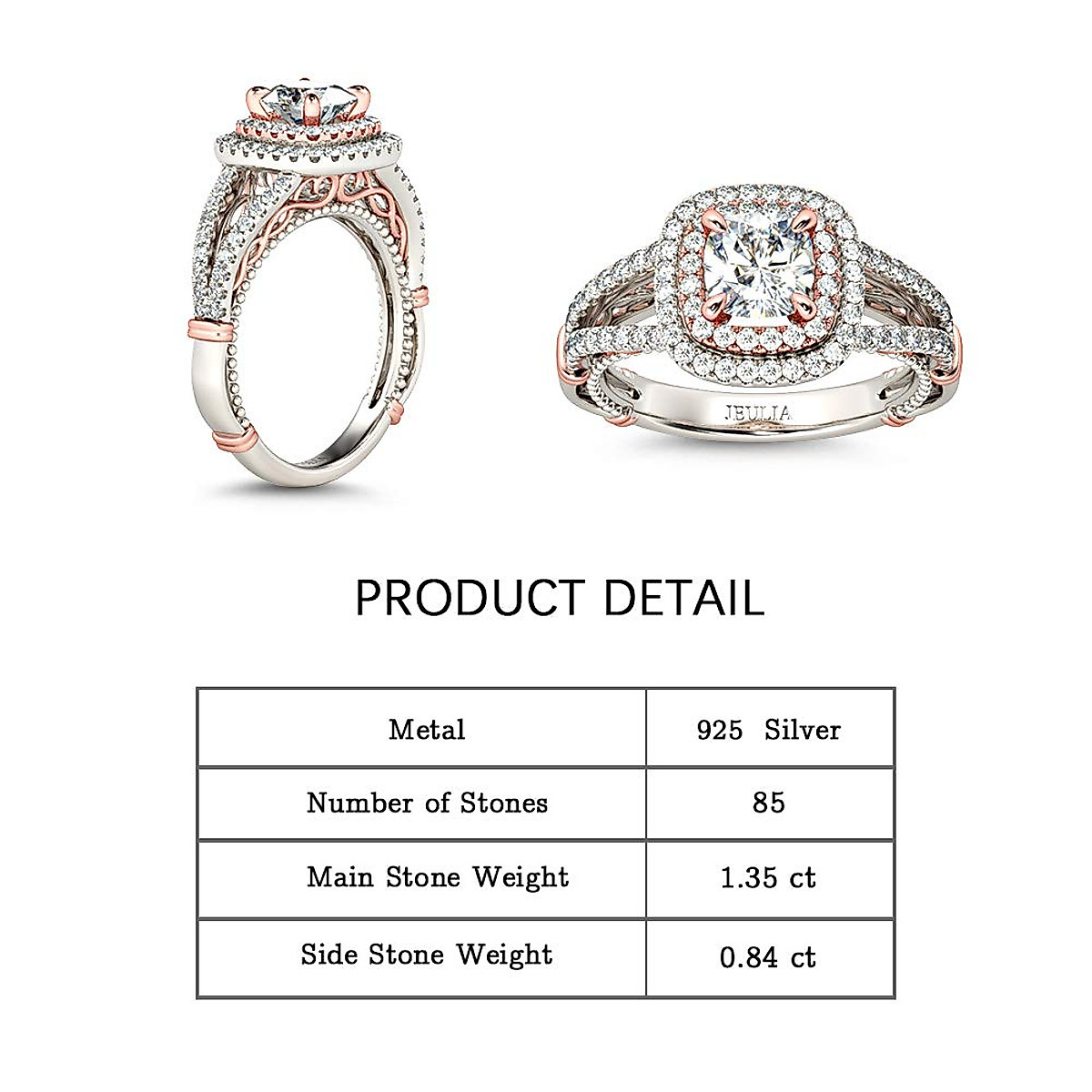 Jeulia Double Halo Cushion Cut Engagement Rings White Diamond Cubic Zirconia Wedding Rings CZ Solitaire Promise Rings with Jewelry Gift Box (8)