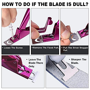 Elegant Violet Red Premium Adjustable Stainless Steel Artificial Acrylic Fake False Nail Tip Clipper Cutter Trimmer Manicure Pedicure Sharp Blade Clip Tool for Salon Home Nail Art Beauty Design DIY