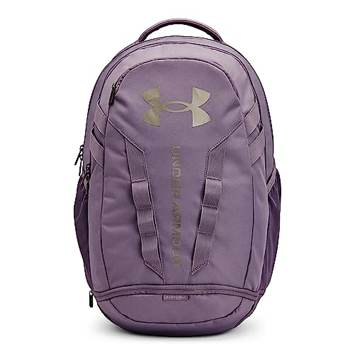 Under Armour unisex-adult Hustle 5.0 Backpack , (550) Violet Gray / Violet Gray / Metallic Champagne Gold , One Size Fits All
