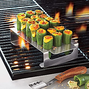 KAMaster Jalapeno Grill Rack Barbecue Stainless Chili Pepper Roasting Rack for Cooking Chili or Chicken Legs & Wings Roasting on BBQ Smoker or Oven Better for Small Jalapeno