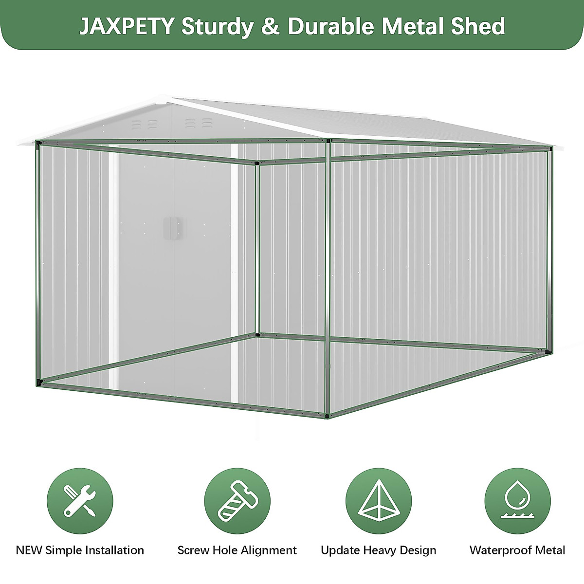 JAXPETY 8x12 FT Large Sheds & Outdoor Storage, Metal Outdoor Shed Storage Shed with Air Vent Lockable Door, Sheds & Outdoor Storage Tool Shed for Backyard Garden Patio Lawn