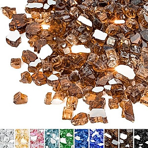 Mr. Fireglass 20 Pounds Copper Reflective Fire Glass, 1/2 Inch High Luster Reflective Tempered Glass Rocks for Fire Pit Table Fireplace and Landscaping, Decorative Propane Gas Fireplace Glass Rocks