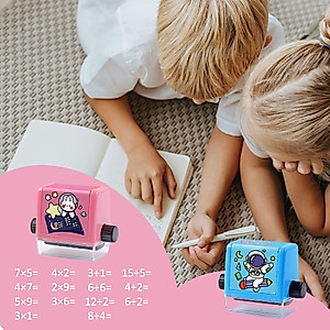 Math Roller Stamp for Addition Subtraction Multiplication Division, Roller Number Teaching Practice Math Stamp Roller Digital Teaching Stamp, Math Practice Number Rolling Stamp (4 Pcs -All)