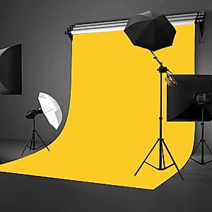 LYLYCTY Yellow Non-Woven Fabric Backdrop 10x8ft Solid Color Photography Background Studio Photo Props with 4X Spring Clamps,6X Clips