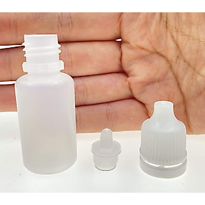 50PCS Empty Refillable Squeezable Plastic Dropper Bottle Eye Liquid Dropper Container Jar Vial Holder with Screw Caps and Plugs for Cosmetic Essential Oil Reagent Lab Drops 15ml/0.5oz