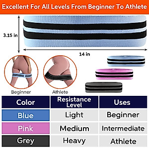 ellostar Resistance Bands for Legs and Butt Exercise, Non Slip Strong and Elastic Loop Bands, Durable Workout Fitness Bands for Squat and Hip Training, Set of 3