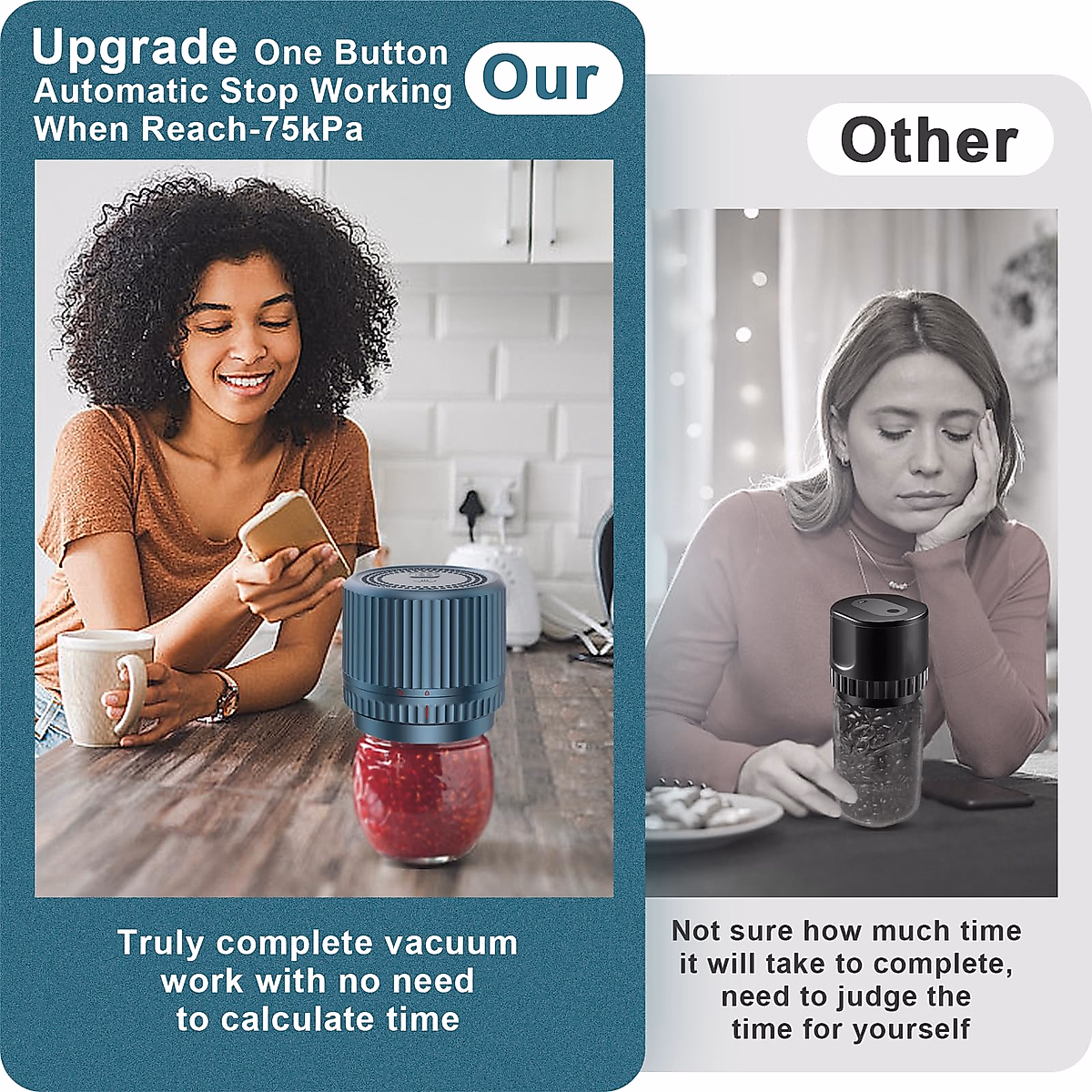 UNERVER M12 Auto Stop Electric Mason Jar Vacuum Sealer - 2024 Upgrade Smart Jar Vacuum Sealer for Mason Jars with Wide and Regular Mouth Canning Jar Lids Portable Mason Jar Sealer Machine Kit