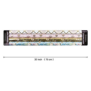 WRAPAHOLIC Christmas Wrapping Paper Roll - Gold and Purple Pastel Gnome Elf Holiday Collection with Metallic Foil Shine - 4 Rolls - 30 Inch X 120 Inch Per Roll