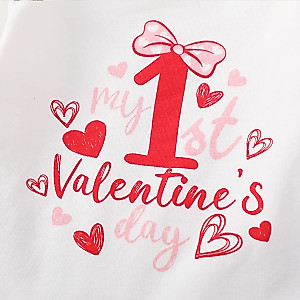 Aslaylme Newborn Girl Valentine Day Clothes Baby My 1st Valentine's Day Flare Pant Outfit (Red, 0-3 Months)