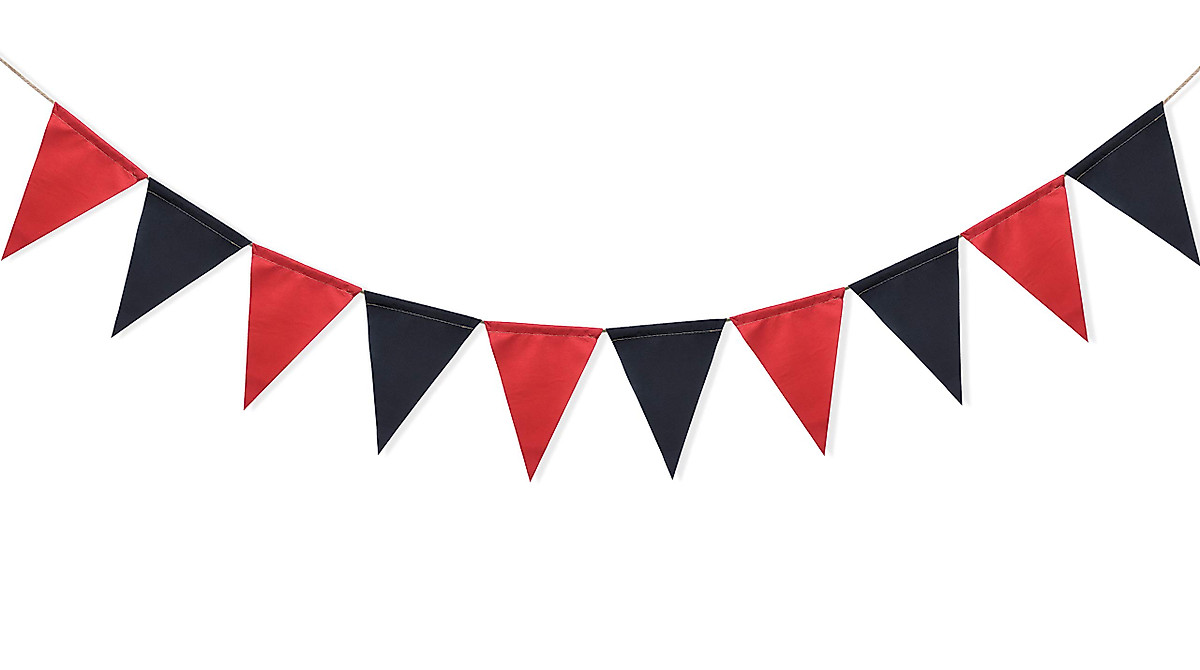 Uniwish Black Red Triangle Flag Banner for Events