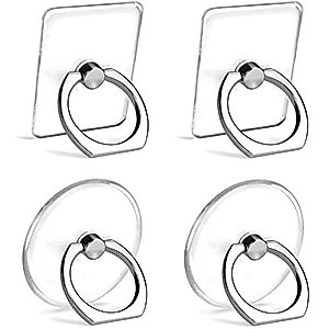 Cell Phone Ring Holder Stand Transparent 4 Pack Finger Grip Loop Mount 360 Degree Rotation Universal Smartphone Kickstand Compatible with iPhone X 8 7 7Plus Samsung Galaxy S7 S8 LG Google