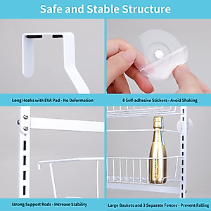 Fixwal 9-Tier Over the Door Pantry Organizer, Metal Hanging Spice Rack Storage Shelves with Adjustable Baskets for Kitchen, White