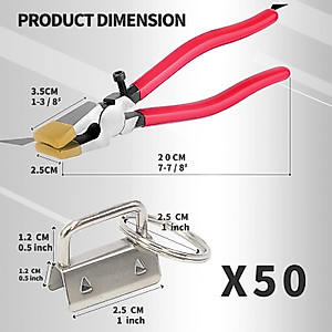 51 Sets Key Fob Hardware with Key Fob Pliers Tool, Glass Running Pliers Attach Rubber Tips for Key Fob Hardware Install and Stained Glass Work, red