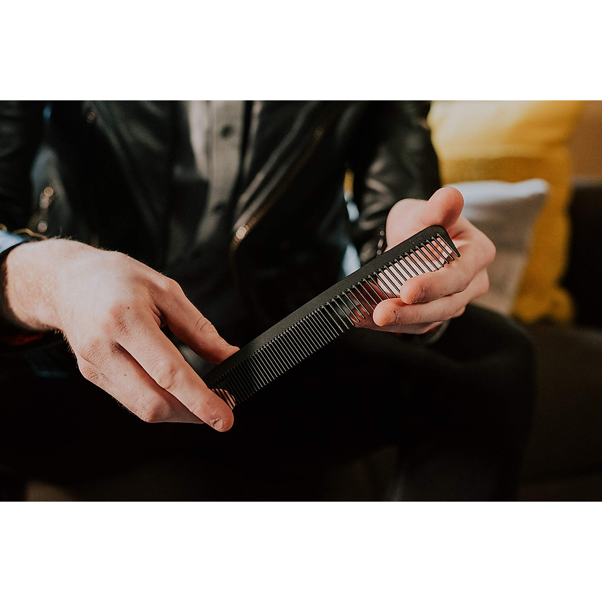 Chicago Comb Model 6 Carbon Fiber, 7 inches (17.8 cm) long, anti-static, graphite black, made in USA