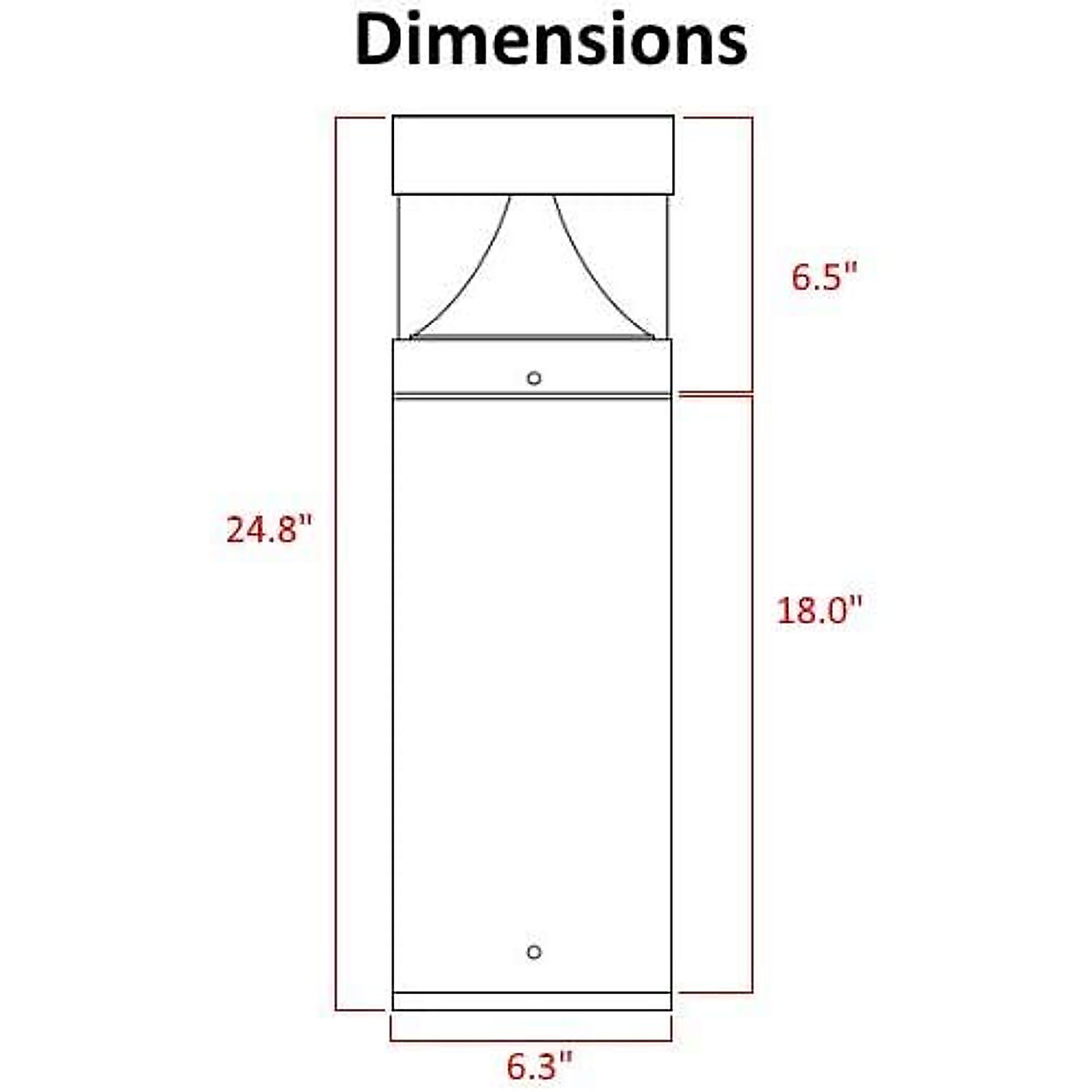 HARRRRD LED Bollard Landscape Lights 25" 10W 5000K 120V-277V Commercial/Residential Modern Ballard Lighting Fixture for Garden, Pathway, Driveway Electric Light. ETL Listed.