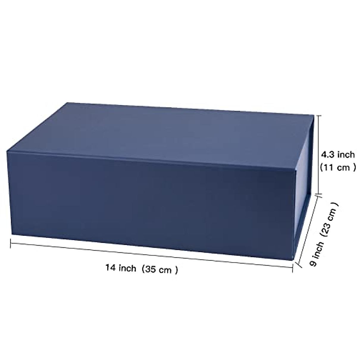 WRAPAHOLIC 1 Pcs 14x9x4.3 Inches Navy Gift Box with lids - Collapsible Gift Box with Magnetic Closure and 2 Pcs White Tissue Paper, Perfect for Birthday, Party, Holiday, Wedding, Graduation