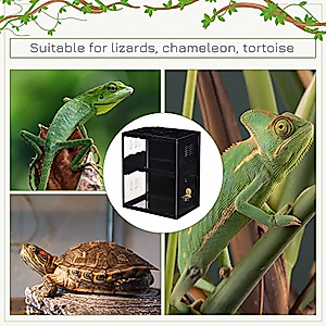 PawHut Reptile Glass Terrarium Tank, Breeding Box with Screen Ventilation, Lamp Holders, Hanging Basin for Lizards, Chameleon, Tortoise, 23.5" x 16" x 28"