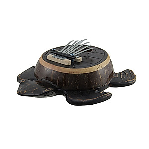 Hand Carved Wood and Coconut Shell Sea Turtle Thumb Piano Karimba