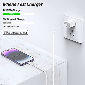 iPhone Fast Charger【Apple MFi Certified】, 20W USB C Wall Charger Block/27W Car Charger Adapter with 2-Pack 3FT Type C to Lightning Cable, Fast Charging Kit for iPhone 14/13/12/11Pro Max/XR/iPad