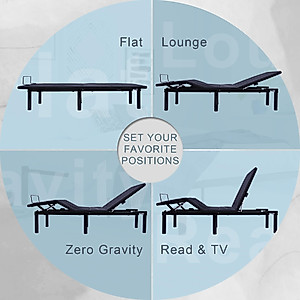 Fromann Adjustable Twin XL Bed Base Frame with Wireless Remote,USB Ports, Zero Gravity,Under Bed Led Lighting (Includes Synchronization Connector to King)