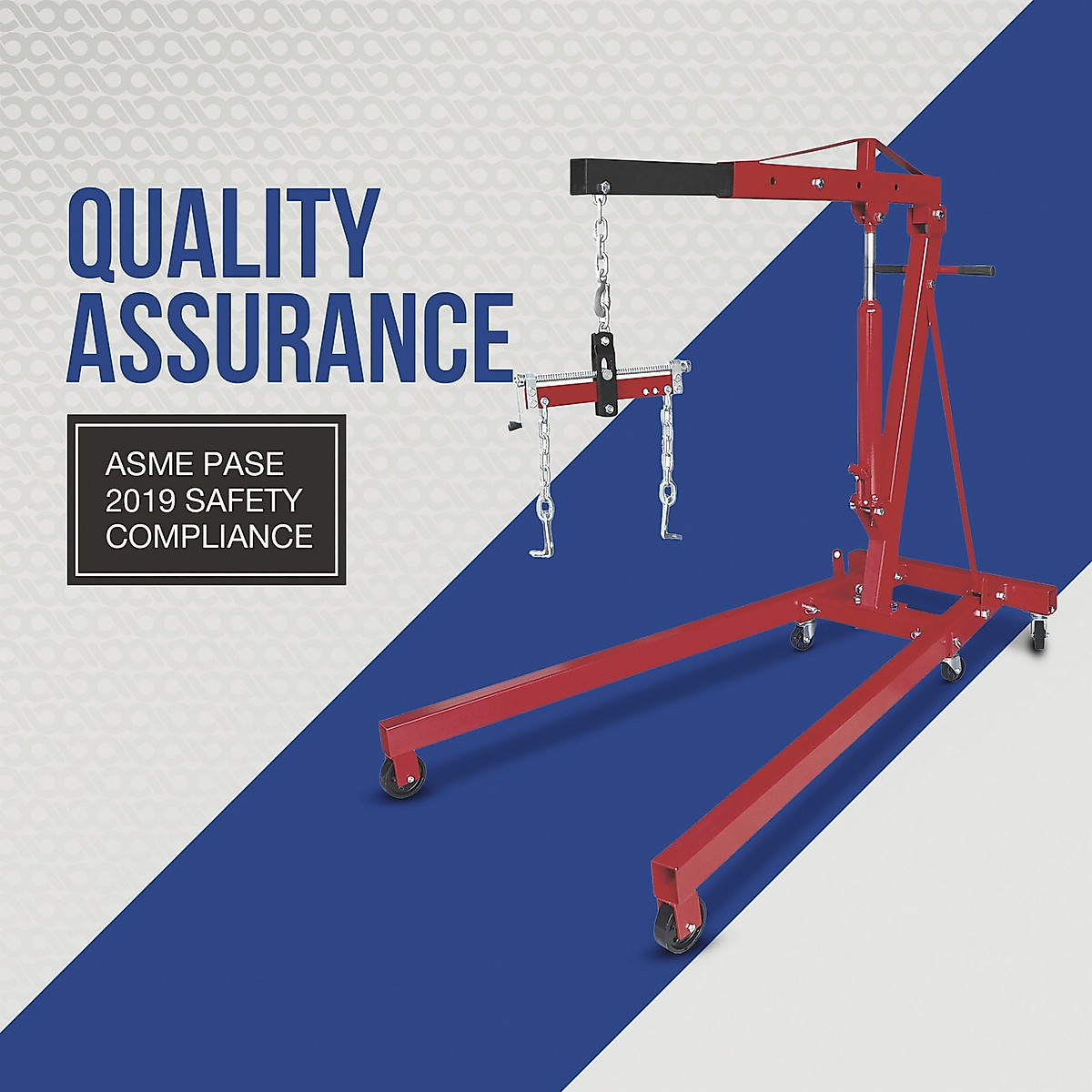 Strongway Hydraulic Engine Hoist with Load Leveler - 2-Ton Capacity, 1in.-82 5/8in. Lift Range