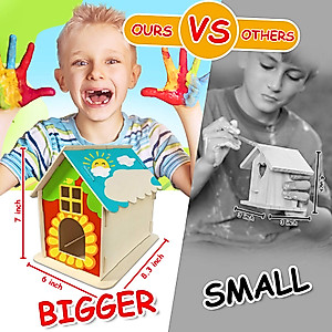 DIY Bird House Kit, 3 Packs Wooden Doodle Birdhouses Set, Arts Crafts Easter Gifts for Age 4-8+ Years Old Girls Boys, Build & Paint Wooden Arts and Painting Craft Toys for Kids Adults