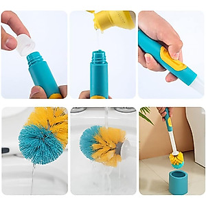 SAAKO Toilet Bowl Brush and Holder Set Home Toilet Brush Plastic Long Handle Hydraulic Toilet Cleaner Brush Bathroom Cleaning