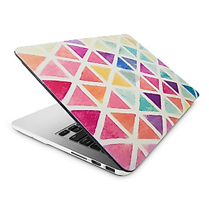 KECC Laptop Case for MacBook Air 13" w/ Keyboard Cover Plastic Hard Shell Case A1466/A1369 2 in 1 Bundle (Color Triangles)