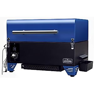 Portable Pellet Grill & Smoker - ASMOKE AS350 256 sq. Pellet Smoker w/Meat Probe, ASCA System™ Smoker Grill, Easy to Set Up & Clean Portable Smoker, Auto Temp Control 8-In-1 Wood Pellet Grill, Blue