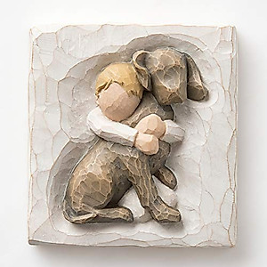 Willow Tree Hug Plaque, Sculpted Hand-Painted bas Relief
