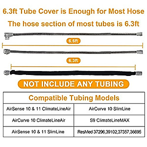 Healvaluefit CPAP Hose Cover 6.3ft, CPAP Tubing Hose Cover Compatible with ResMed ClimatelineAir AirSense 10 & 11 Tubing, Double-sided Wrap Full Zipper Design for Heated Tubing