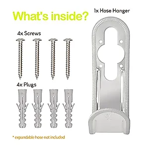 Expandable Hose Hanger - Spigot or Wall Mount, Holder for Up to 100 Feet Expandable Garden Hose, Max Load Capacity 6.5 Pounds, Size 10.6 x 5.9 x 3.7 Inches, Weight 0.6 Pounds, Premium Stainless Steel